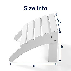BRIOPAWS Folding Adirondack Ottoman, 19.7W x 18.5L x 13H Inch, HDPE All Weather Adirondack Chair Footrest, Plastic Footstool for Deck Backyard Patio Outdoor Poolside Porch Lawn Indoor, White