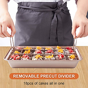 WSNB Brownie Pan, 18 Pre-Slicer Carbon Steel Baking Pans, Brownie Cutter, Brownie Tray with Oil Brush, Pre-Cut Square Molds for Oven Baking Cupcakes, Fudge & Chocolate 12 X 8 X 2 inches