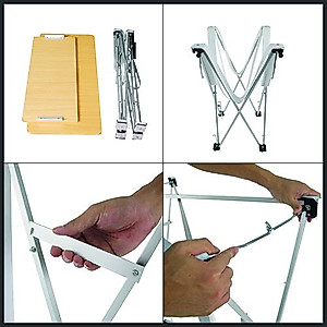 BannerBuzz Fabric Pop Up Counter Display, Portable Tradeshow Promotional Retail Display Booth, Pop Up Aluminum Frame with Wooden Top, 5.25' X 2.75' (Hardware Only)