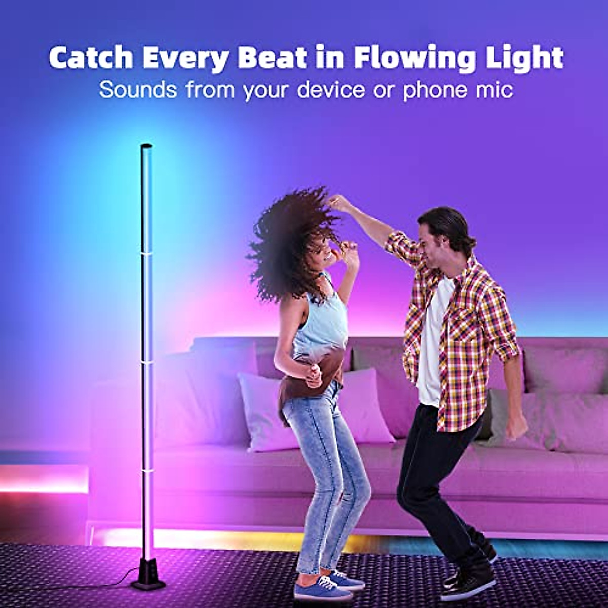 Floor Lamp, Modern style, Color Changing, Corner Lamp with WiFi App Control, 64+ Scene Mode, Creative DIY Mode, Music Sync, Led Floor Lamp for Bedroom Living Room, Game Room, atmosphere light