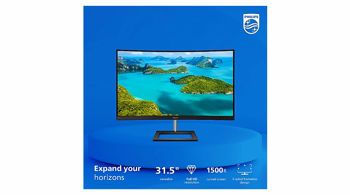 PHILIPS 322E1C 32" Super-Curved Frameless Monitor, Full HD VA, 104% ...