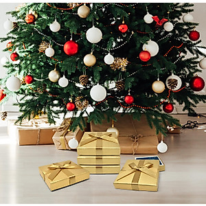 Gold Christmas Card Gift Box Holder with Bows Pack of 6 Holiday Gifts Greeting Cards Present Wrap Square Boxes Cash Money Holders Party Favor Decor for Wedding Xmas Party Supplies Decorations