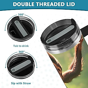 Bokkoy Joyful Monkey 40 oz/30 oz Tumbler with Handle and Straw Stainless Steel Tumbler with Lid Reusable Vacuum Insulated Cup