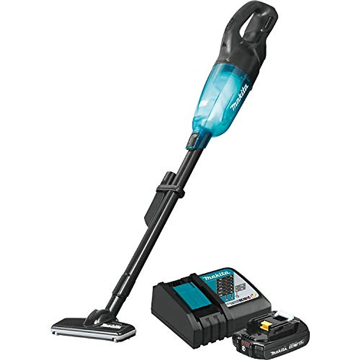 Makita XLC04R1BX4 18V LXT Lithium-Ion Compact Brushless Cordless 3-Speed Vacuum Kit, W/Push Button (2.0Ah)