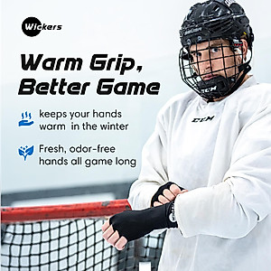 Wickers Fingerless Athletic Gloves Liners Men (Medium Black) - Sport Gloves Liner, Lacrosse Glove Liners, Ski Glove Liners, Thin Glove Liners Men, Pickleball Gloves Liner, Hockey Gloves Liners