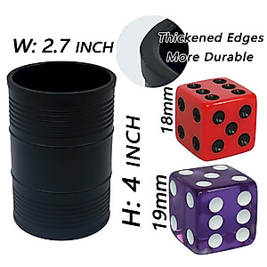 Graduation Gift Dice Stacking Cup Set with 4 Pcs 19mm and 5 Pcs 18mm Standard 6 Sided Dices Straight Dice Cup with Storage Bag Dice Cup Shaker with Magic Tricks Instruction Black