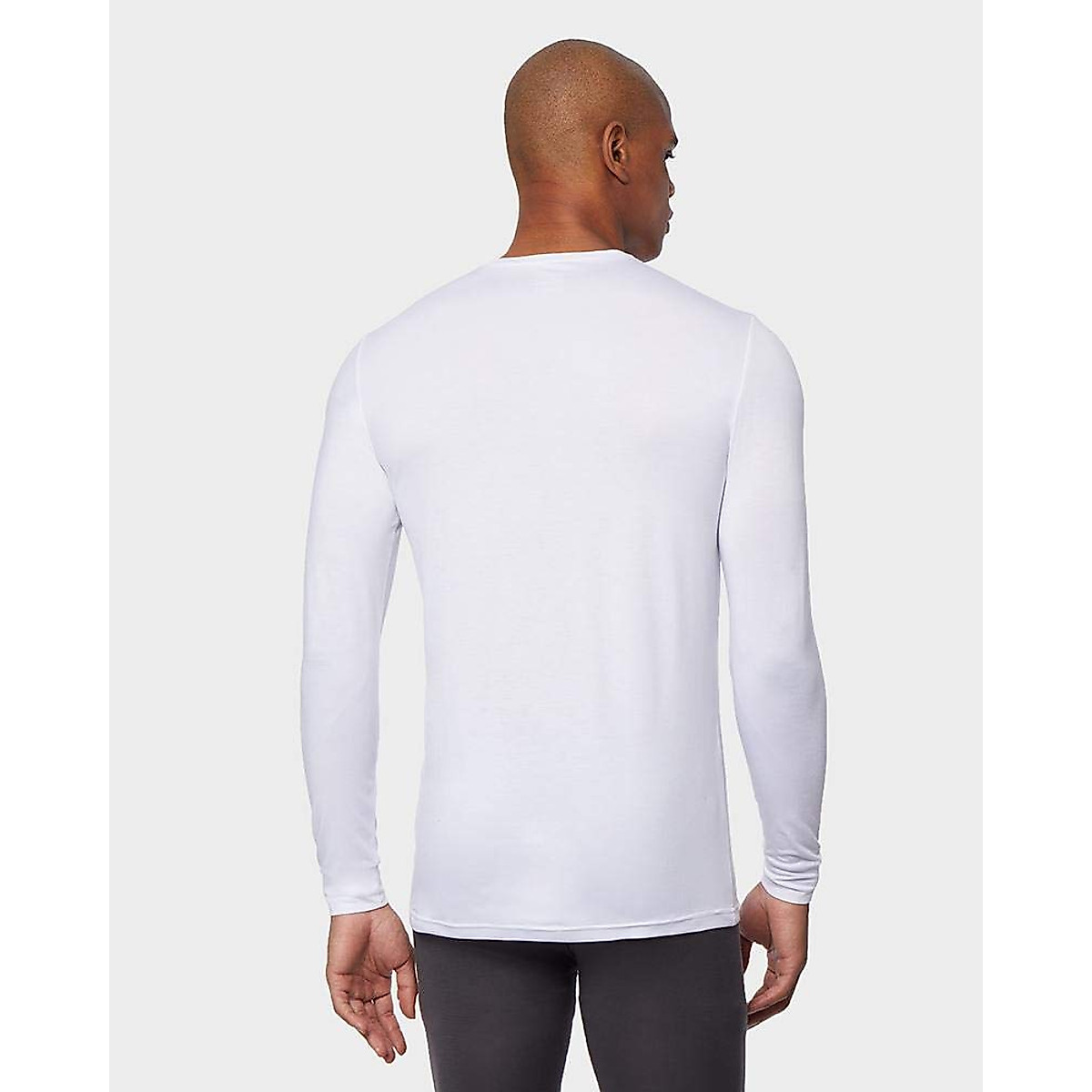32 DEGREES Mens Heat Performance Thermal Baselayer Vneck Long Sleeve Top, White, Large