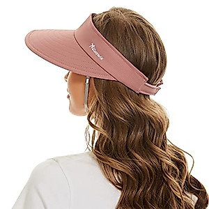 Sun Visor Hats for Women UV Protection Wide Brim 2 in 1 Zip-Off Visor Summer Beach Hat Womens Packable Golf Hat Salmon Pink