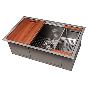 ZLINE 30" Garmisch Undermount Single Bowl Scratch Resistant Stainless Steel Kitchen Sink with Bottom Grid and Accessories (SLS-30S)