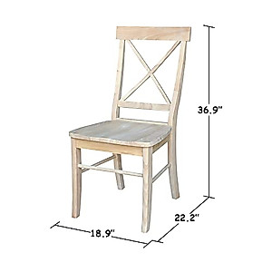 International Concepts Pair of X-Back Dining Chairs, Unfinished Wood