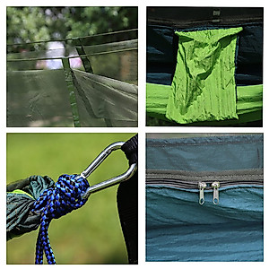 Camping Hammock with Mosquito Net & Rain Fly Tent Tarp & Tree Straps Portable Lightweight Double Nylon Hammock for Camping Hiking Travel Outdoor Backpacking