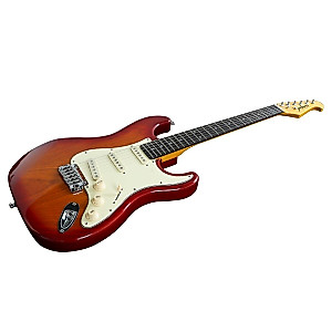 Monoprice Indio Series 6 String Solid-Body Electric Guitar, Right, Cherry Red Burst (610192)