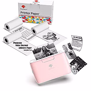 Phomemo M04S Portable Printer- Bluetooth Inkless Thermal Sticker Printer with 3 Rolls White Self-Adhesive Thermal Paper for Text, Notes, Memo, Photo, to-do List.