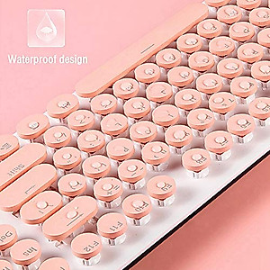 CORN Technology N520 Ergonomic Design, Retro Chiclet Round Keycaps, 2.4GHz Wireless Connectivity Silent Typing Keyboard and 1600DPI Mouse Combo for Office and Game (Blue)