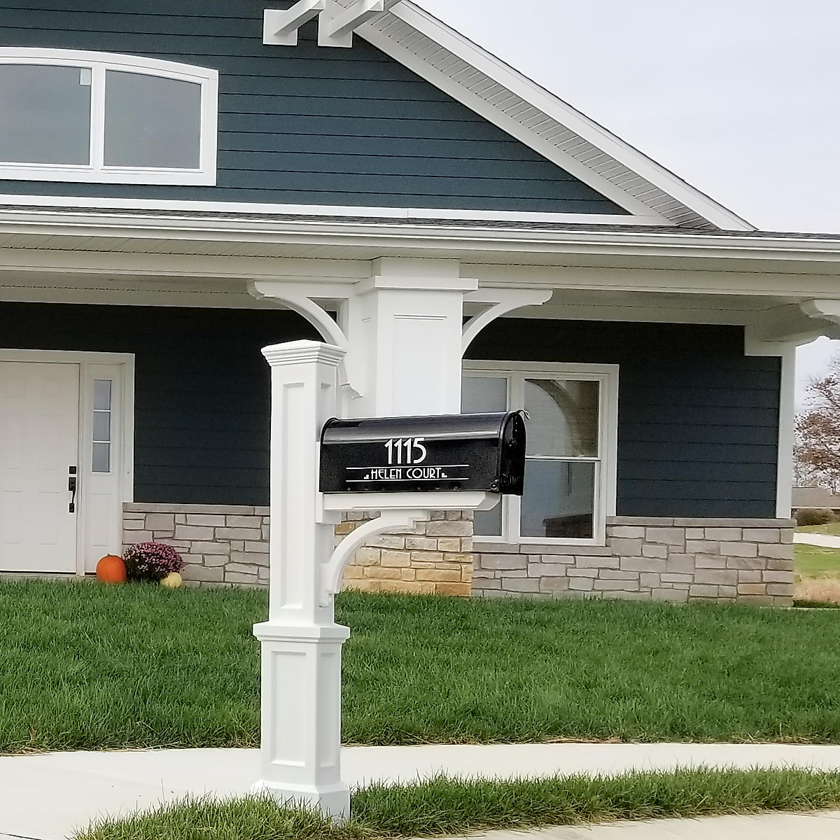 Mayne Newport Plus Mailbox Post with Standard Arm – Weather-Resistant, Durable Classic Design – Easy-to-Install Outdoor Mailbox Post