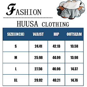 HUUSA Beach Shorts Women Casual Loose Fashion Ruffle Elastic Waist Mid Rise Workout Running Black Short with Pockets XL