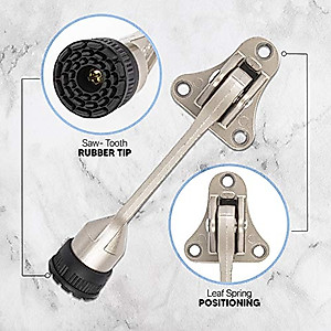 HOME&I Easy Pedal Kickdown Door Stopper,4-Inch Basic Commercial Doorstops Holder Kick Door Kickstand Height-Adjustable Rubber Foot (4 Inch-Black)