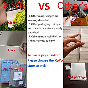 XoYo-Fogless Shower Mirror (11inX7.48in), Anti-Fog Shower Mirror, Shower Makeup Shave Mirror, Frameless Shower Mirror, Wall Hanging Mirror (Large, Shaver Hook)