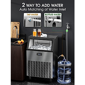 Joy Pebble Ice Maker Commercial, 200lbs/24H/8,800pcs, 90 Cubes/Cycle, Ice Size Control,24H Timer,Freestanding Ice Maker Machine Under Counter for Restaurant, Bar, Office, Home Partie