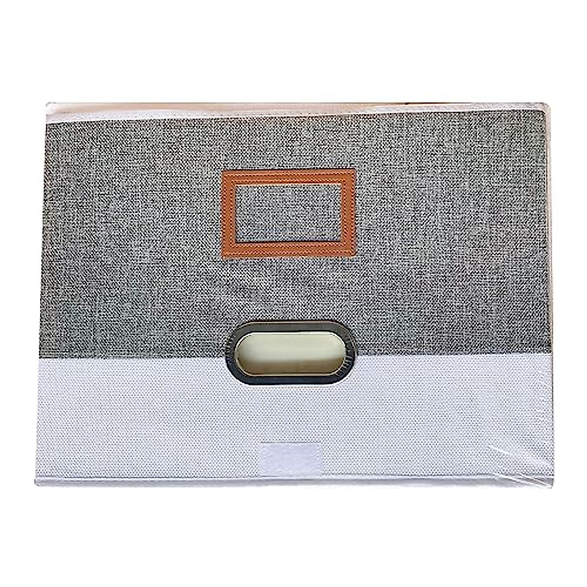 Yawinhe 4-Pack Storage Boxes with Lids, Storage Baskets Cubes, 13x9x7.9Inch, Fabric Storage Bins Organizer Containers with Dual Leather Handles for Home Bedroom Closet Office White/Grey