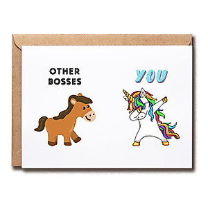 Other Boss Card - Thank You Card - Funny Unicorn Birthday Cards Gifts For Boss Women Men - Happy Boss's Day Card Gifts