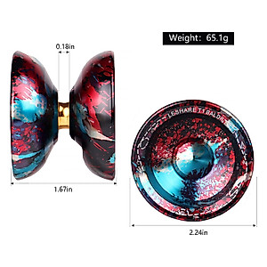 Ball Bearing High-Precision Professional Unresponsive Yoyo, Aluminum Yo-Yo for Kids Adults with 1 Glove and 5 Yoyo Strings (Mixed Color Red)