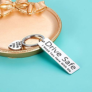 Drive Safe Keychain for Him Men Boyfriend Husband Birthday Father's Day Gifts Dad from Son Daughter Wife Girlfriend Brother Sister Birthday New Driver Gifts for Him Her Stocking Stuffers