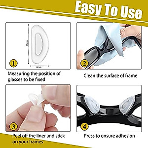 24 Pairs Adhesive Eye Glasses Nose Pads, D Shape Stick on Anti-Slip Soft Silicone, Adhesive Nose Pads Glasses Nose Pad for Glasses, Eyeglasses and Sunglasses