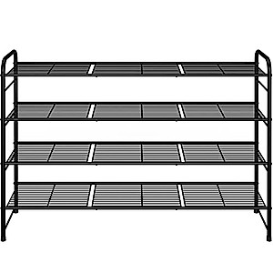 Dicasser Shoe Rack Organizer Closet，4-Tier Long Metal Shoe Storage Capacity for 24-30 Pairs,Black