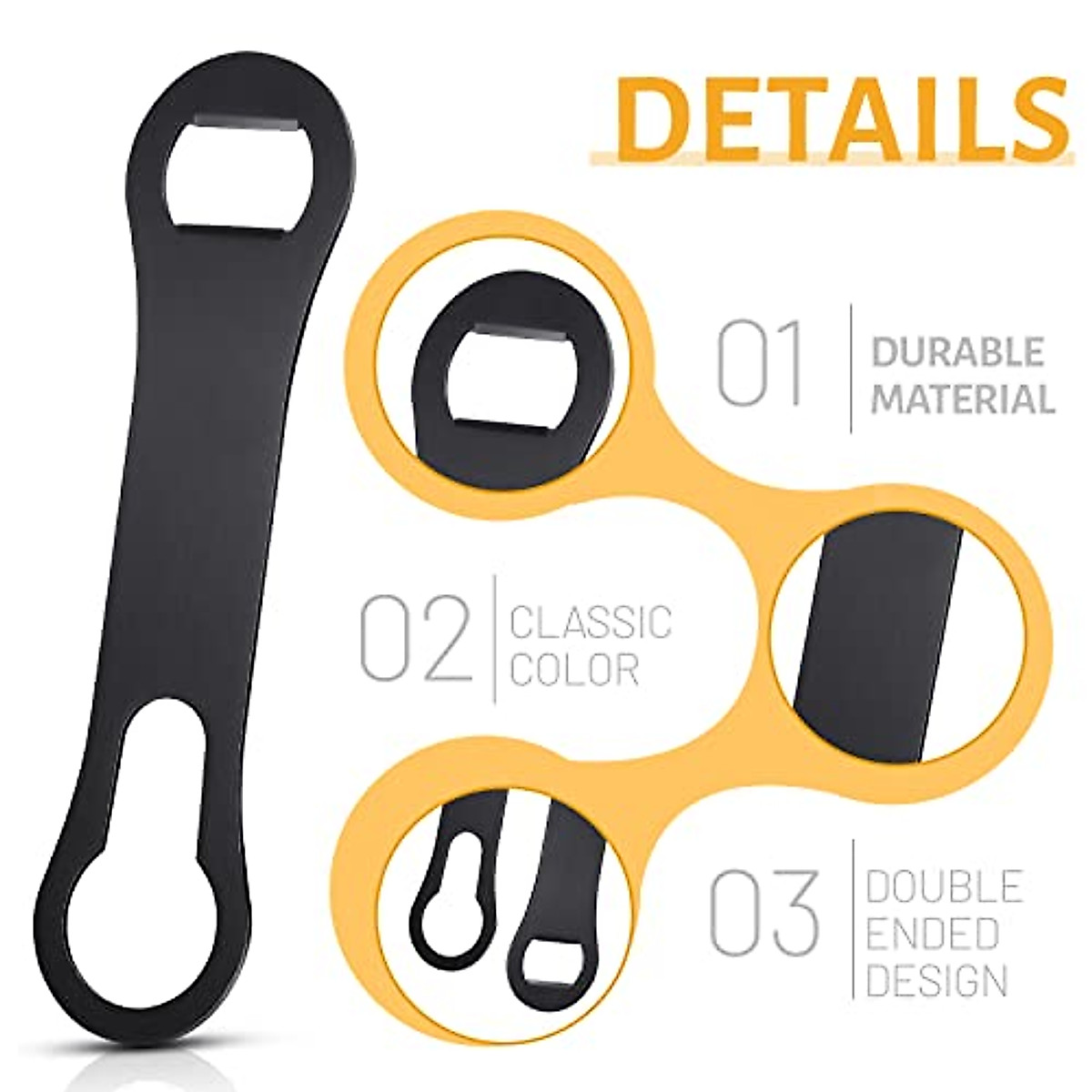 Bottle Opener and Pour Spout Remover Flat Bar Key Stainless Steel Bar Speed Opener Dog Bone Wine Bottle Opener Double Ended Beer Openers for Bartenders Home Kitchen, Black (4 Pieces)