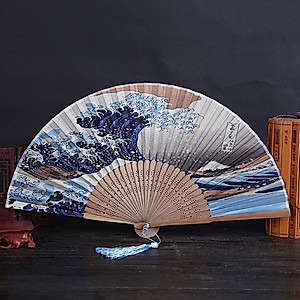 RAZZUM Decorative Folding Fans Hand Held Folding Fans Small Folding Fan Wooden Bamboo Home Wall Decoration Handmade Jewelry Wedding Party Gift Gift Hand Fan Fan
