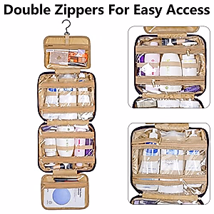 TOUCHFEEL Hanging Toiletry Bag for Women, Travel Makeup Bag Organizer, Extra Large Toiletries Bag, Water-resistant Bathroom Cosmetic Bag with Jewelry Organizer Compartment (Black, Medium)