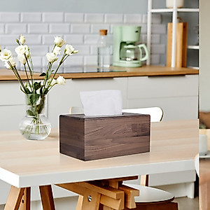 Reviaras Walnut Wood Tissue Box Cover with Slide-Out Bottom - Rectangular for Bathroom, Bedroom, Dinner Table, Office