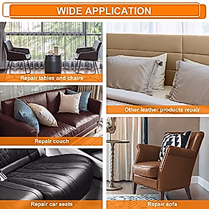 Leather Repair Tape Patches - 4 x 63 inch Self-Adhesive Leather Repair Patch for Couch - Vinyl Leather Repair Tape Kit for Furniture,Car Seat,Sofas,Chairs,Handbags,Jackets, Dark Beige