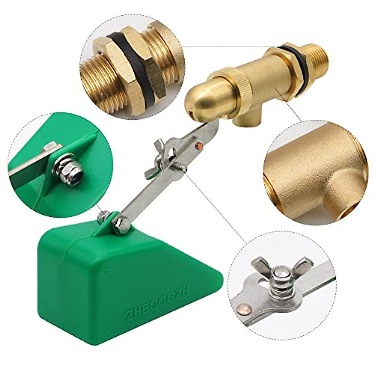 MUDUOBAN Float Valve 1/2 inch Supply Tube Float Ball Valve with Automatic Fill Adjustable Arm Brass Valve Plastic Float Ball for Water Tank Pool Livestock Water Trough Aquariums