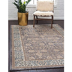 Unique Loom Salzburg Collection Area Rug - Gneis (6' 1" x 9' Rectangle, Gray/ Ivory)