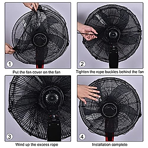 MECCANIXITY Mesh Electric Fan Dust Cover 25.6 Inch Protection Cover Washable Dustproof Finger Protector Net, Black Pack of 2