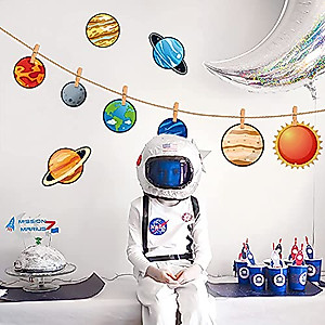 BeYumi 45Pcs Solar System Cutouts 9 Planets Galaxy Wall Decal Educational Material Removable Wall Stickers Outer Space Decor for Bedroom Nursery Classroom Bulletin Board Displays Universe Theme Party