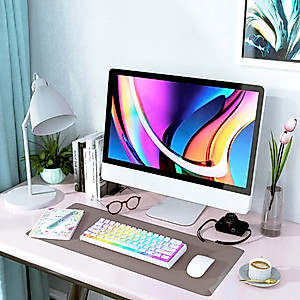 STOGA 60% Gaming Keyboard, White Mini Keyboard with Rainbow Blacklit, Wired Mechanical Keyboard for Computer, 61keys RGB Keyboard with Brown Switch,Pudding Keycap Keyboard for Windows PC/Mac Gamers