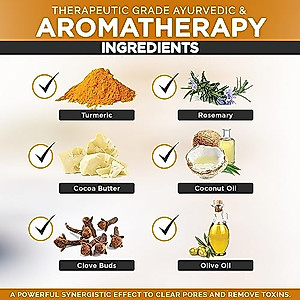 Organic Turmeric Soap with Clove Bud (Large 6 Ounce) - Long Lasting Rich Creamy Lather - Face & Body Wash Bar - Bright Beautiful Natural Glowing Skin