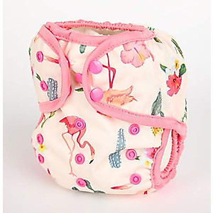 One Size Cloth Diaper Cover Snap With Double Gusset (Flamingo)
