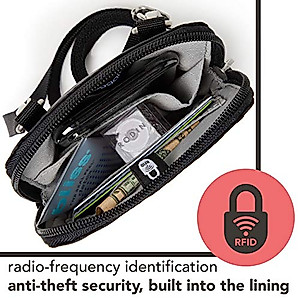 Baggallini BG Arlington Mini Bag - Stylish, Lightweight, Adjustable-Strap Purse With Multiple Pockets and RFID Protection, Black