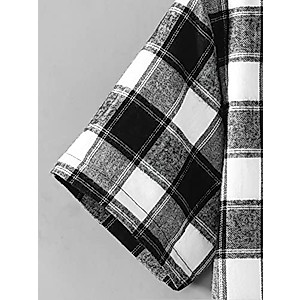 Verdusa Men's Button Up Shirts Short Sleeve Drawstring Hoodie Top Black Medium