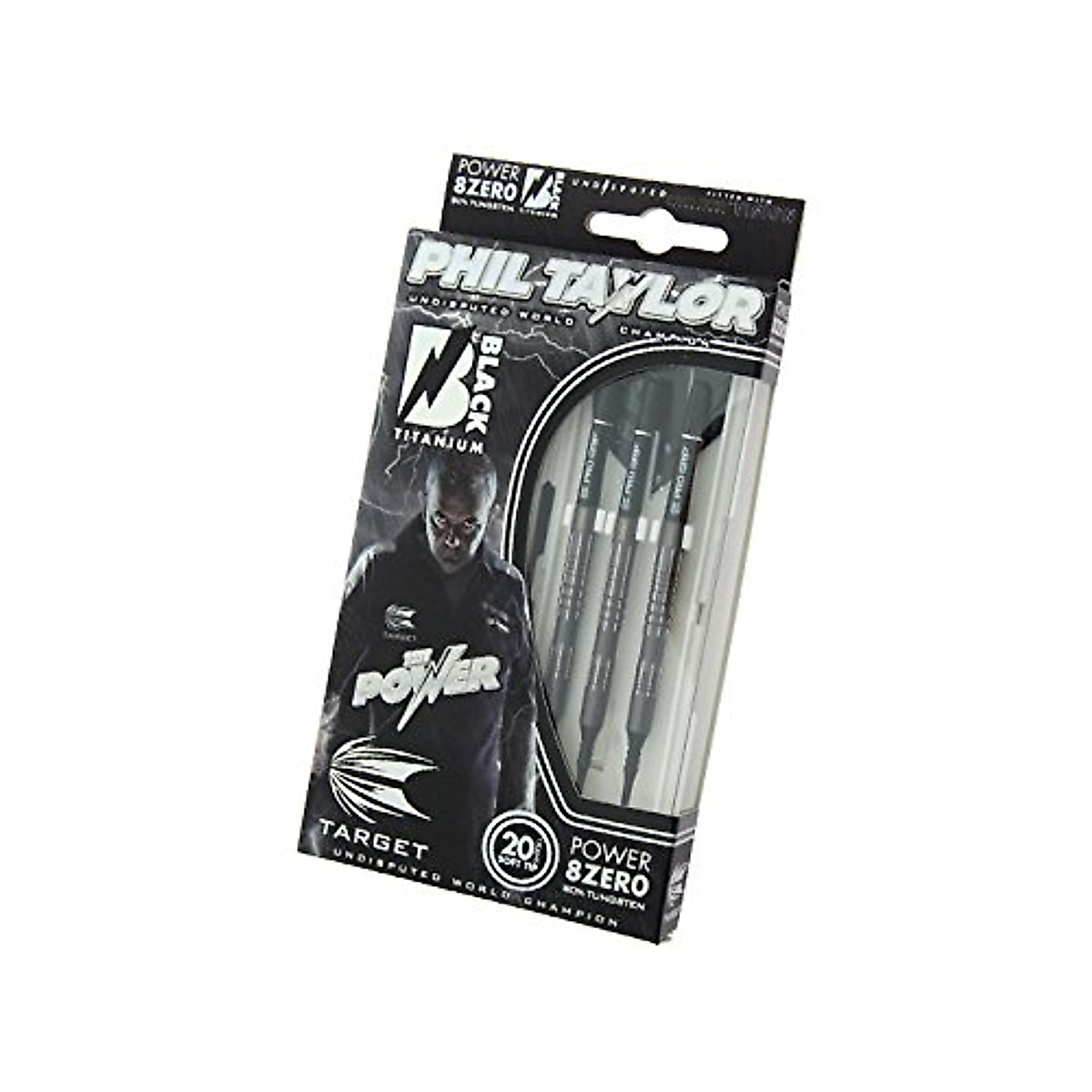 Target Darts - Phil Taylor Power 8Zero Black Titanium 20G Soft Tip Darts