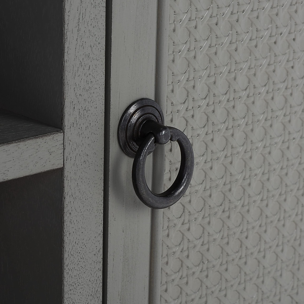 SAFAVIEH Home Collection Haines Distressed Grey 2-Door 1-Shelf Entertainment Stand up to 55" Flatscreen TV Media Unit