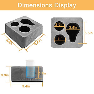 Couch Cup Holder Pillow, Nisdoing Couch Cup Holder Tray! Keep Your Drinks Hand Side and KeepTemp, Prevent Spills and Use Anywhere. Cup Holder for Couch, Bed, Man Cave, Car, Park, Beach. Grey