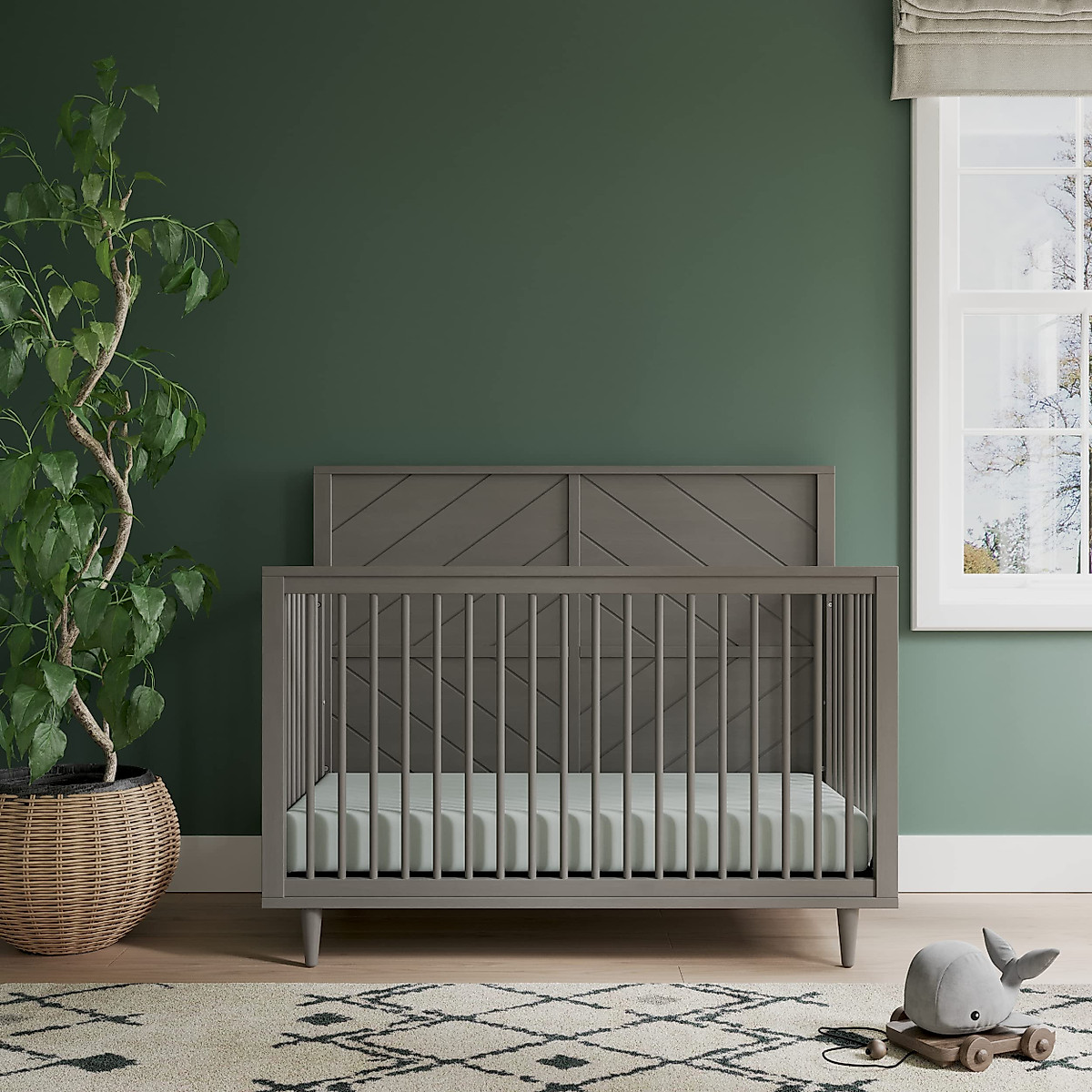 Child Craft Surrey Hill 4-in-1 Convertible Crib, Baby Crib Converts to Day Bed, Toddler Bed and Full Size Bed, 3 Adjustable Mattress Positions, Non-Toxic, Baby Safe Finish (Toasted Chestnut)