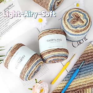 Katech Ombré Flower Yarn for Crocheting Knitting-Gradient Cake Yarn-4x100g 60% Cotton 30% Acrylic 10% Wool-Perfect for Scarves, Shawls, Blankets, and Garments That Stand Out with Style(A)