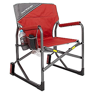 MacSports MacRocker Outdoor Foldable Rocking Chair | Portable, Collapsible, Springless Rockers with Rust-Free Anti-Tip Guards for Camping Fishing Backyard | Red (2 Pack)