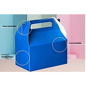 Hammont Party Favors Paper Treat Boxes (10 Pack) Blue Colored Paper Containers & Boxes Treat Container Cookie Boxes Cute Designs Perfect for Parties and Celebrations 6.25" x 3.75" x 3.5"
